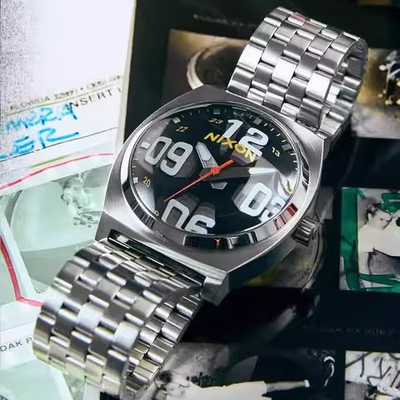 代购Nixon Time Teller 个性运动钢带夜光中性手表A045-5321笑脸