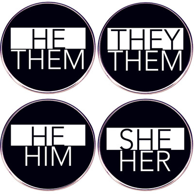 THEY/THEM 代词胸针Pronouns HE HER HIM 胸章别针金属合金徽章配