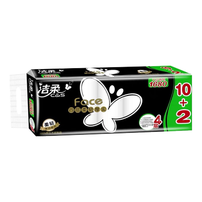 洁柔12卷4层黑face无芯卷纸