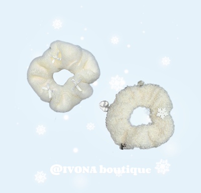 IVONA【静候初雪】原创小众雪花星星毛绒吊坠设计感大肠发圈发饰