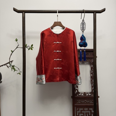 【鸿运】新中式刺绣落肩外套上衣W50247