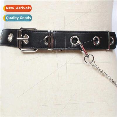 Black ins fire round ring ladies belt chain Europe Fan hollo