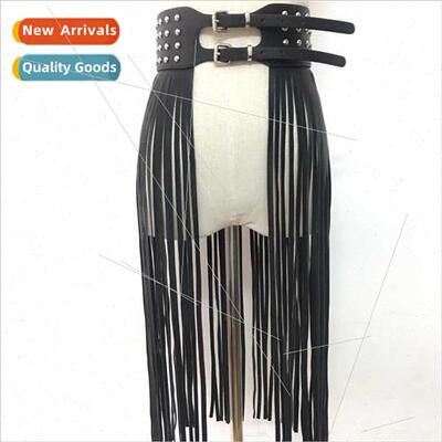 rivets long tassel belt punk belt female versatile adjustabl