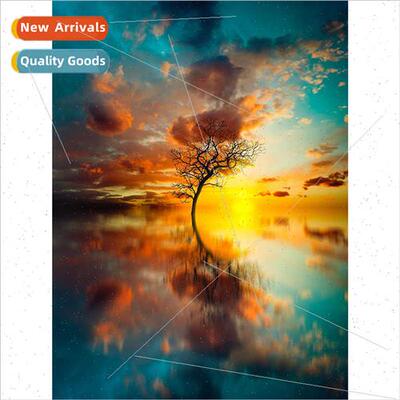 New handmade full diamond living room sunset landscape decor
