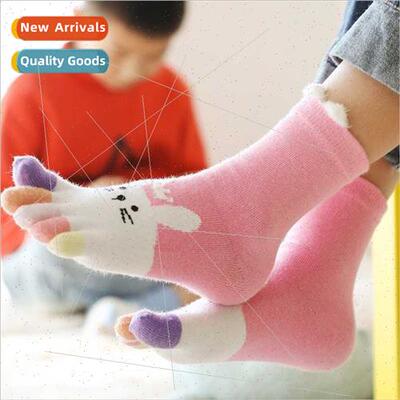 Children five fingers socks women cotton fall winter  mid-ca