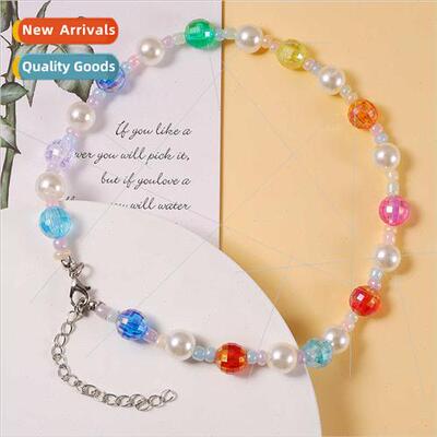 Accessories Faux Pearl Necklace Fashion Color Clash Beaded C