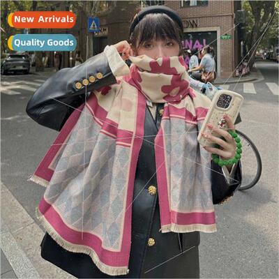 Winter sweet flowers imation cashmere material scarf versati