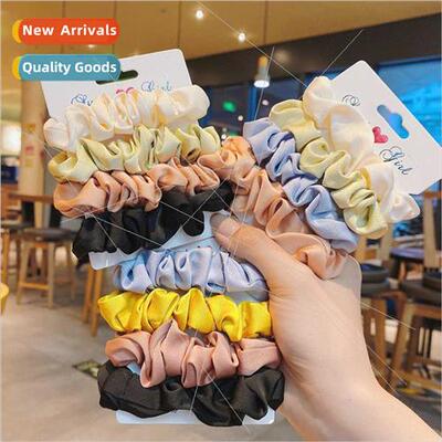 French satin sausage ring hair band set mounted pill head le