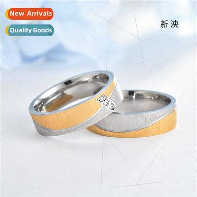 New personalized fashion tanium steel wh diamond couple ring