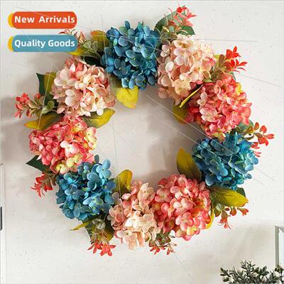 Blue pink hydrangea wreath 2023 holiday simulation wreath wi