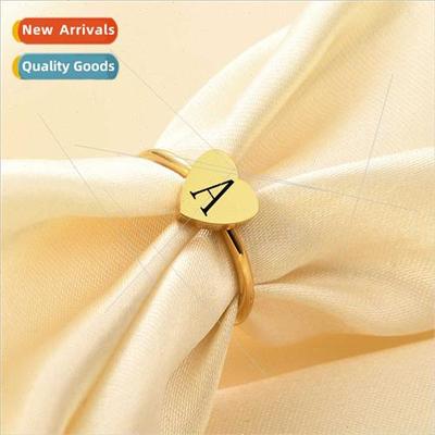 Europe new simple love heart gold ring fashion 26 letters st
