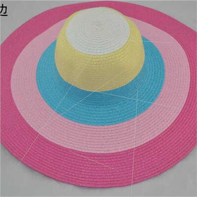 Summer Women Beach Hat Korean Straw Large Brim Sun Hat Strip