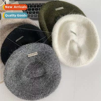 Gray mohair beret women autumn winter Japanese big head circ