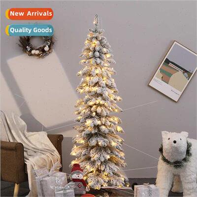 Flocking wh ghts PVC Pencil Christmas Tree Christmas Decorat