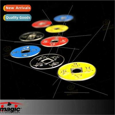 G1135 Chinese ancient coins black red yellow blue multi-colo