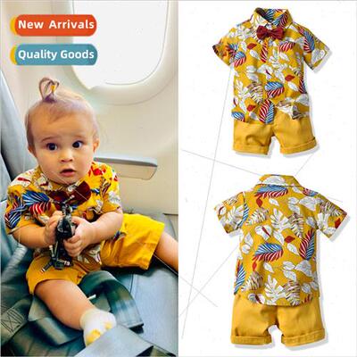 Childrens clothing summer boys short-sleeved casual su flowe