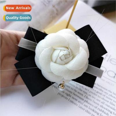 Korea high-grade exquise pearl ribbon bow camellia flower br