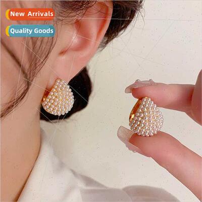 plating high-end simple metal pearl earrings female Korea ea