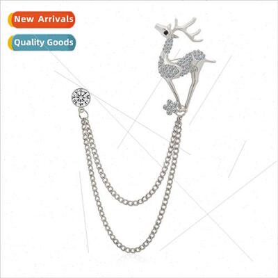 Europe Brish elk chain tassel brooch men women diamonds bicy