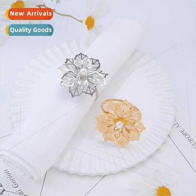 Hotel Napkin Ring Metal Mesh Flower Napkin Ring Mouth Cloth