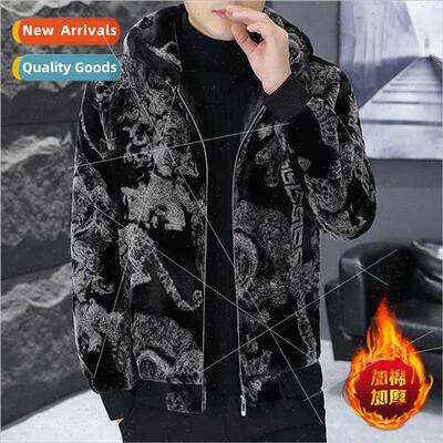 Sable nd fur one fleece hooded jacket winter thickened men w