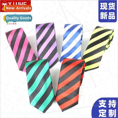 Printed hand-typed narrow necktie 5cm pinstripe polyester si