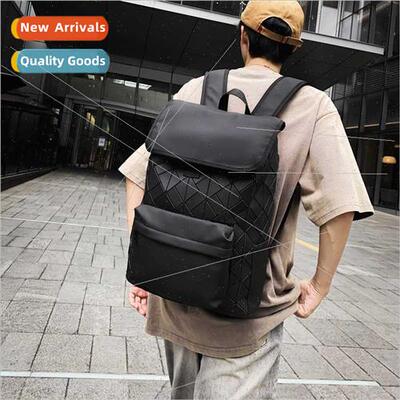 Shoulder bag men new tide  diamond lattice backpack large-ca
