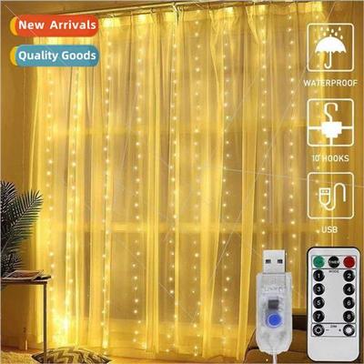 LED Copper Wire Waterfall ghts 3*3 Curtain ghts Room USB Rem