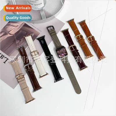 适用apple oil waxed leather glossy unisex leather strap appl