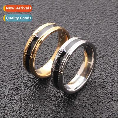 Korean fashion black drip oil tanium steel ring men women si