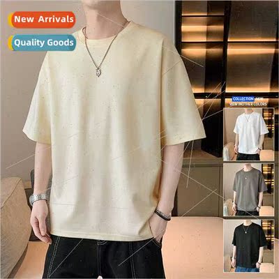 Short-sleeved men t shirt loose whe T-shirt men solid color