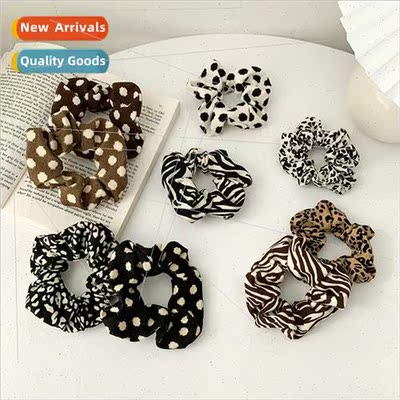 Autumn Winter Retro Leopard Polka Dot Large Intestine Hair C