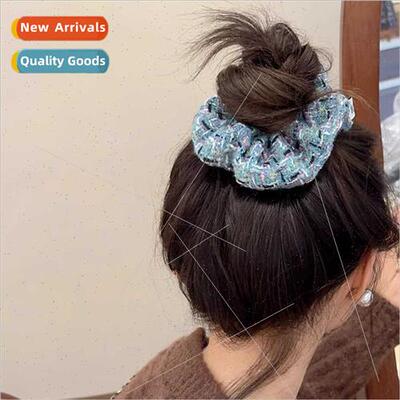 Korearetro blue knted large intestine hair bwomen tie hair h