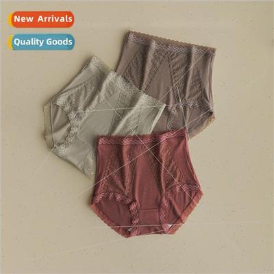 New mid-high waist lace belly heating silk lactic acid bacte