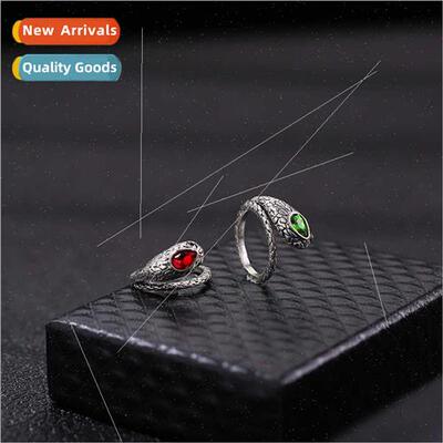 New Alloy Snake Adjustable Ring Gemstone Hip Hop Semi-precio