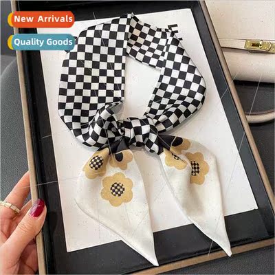 new Korean  decorative fashion checkerboard pattern thin nar