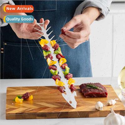 Stainless steel barbecue skewer fish bone barbecue skewer th