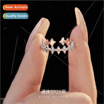 S925 silver simple fashion four-leaf clover ring female nich