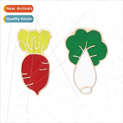 cartoon brooch creative vegetable badge cabbage carrot metal