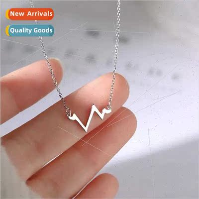 Heartbeat Necklace Girls 2023 New che Electrocardiogram Sens