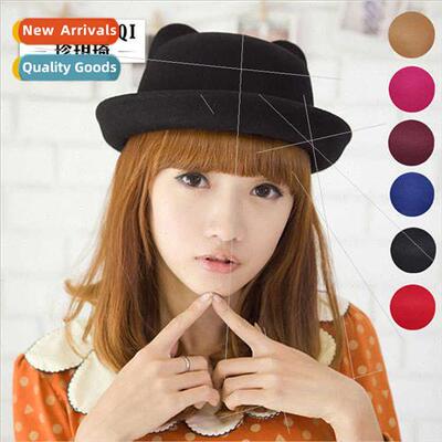 Autumn winter parent-child bowler hat round top lady hat chi