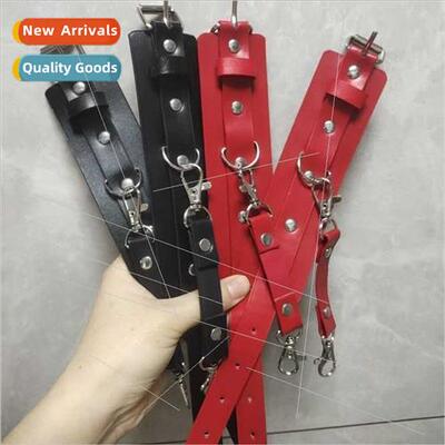 Black Shiny Leather Leather Handcuffs Adult Bracelets Leathe