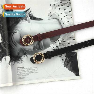 New wave-shaped buckle thin belt Korean simple ladies jeans
