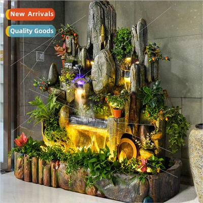 Large floor rockery water fountain feng shui wheel fish pond