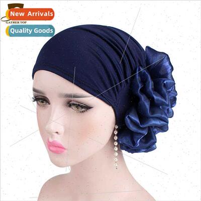 New women large flower turban cap elastic cloth over head ca