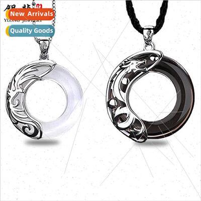 Lotus pond moonlight pendant dragon phoenix inlaid silver co