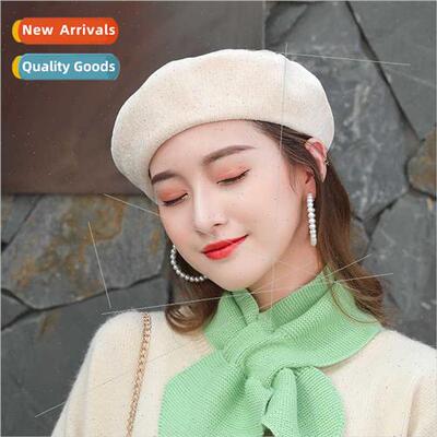 Korean women winter hat new retro mushroom painter chenille