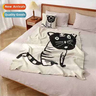 Cartoon tiger half fleece cover blanket nap sofa blanket lei
