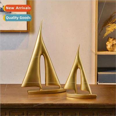 Golden sailboat home furnishings living room entryway TV cab