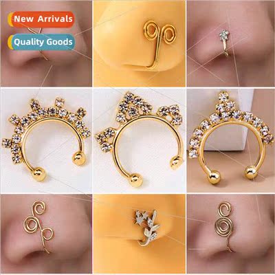 Zirconia Nose Clip Fake Nose Ring Piercing Jewelry Fashion C